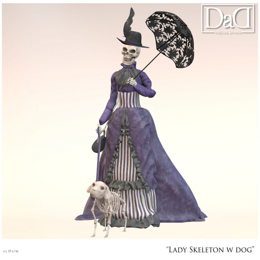 Second Life Marketplace - DaD - A Walk in the Dark - Lady Skeleton w dog