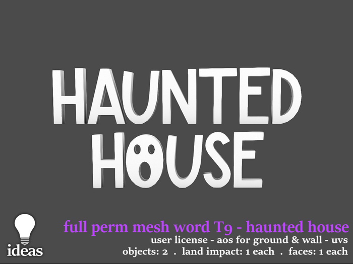 Second Life Marketplace - ideas - full perm mesh word T9 - haunted house