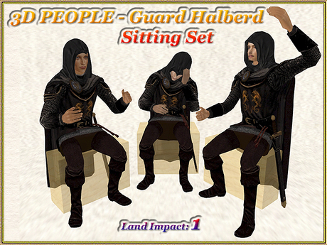 Second Life Marketplace - 3D PEOPLE - Guard Halberd Sitting Set (1 LI ...