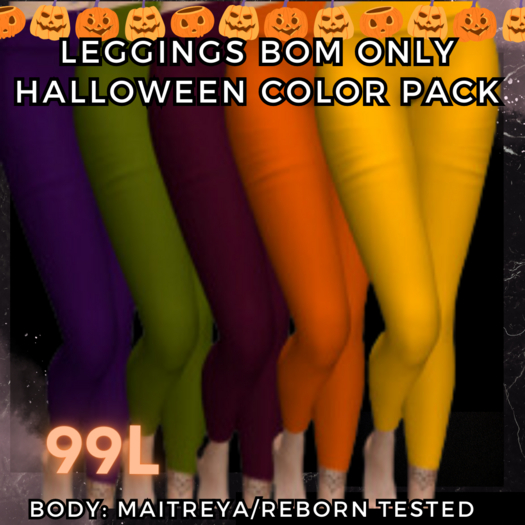 Second Life Marketplace - Vividly- BOM Halloween Solid Leggings (BAKED ...