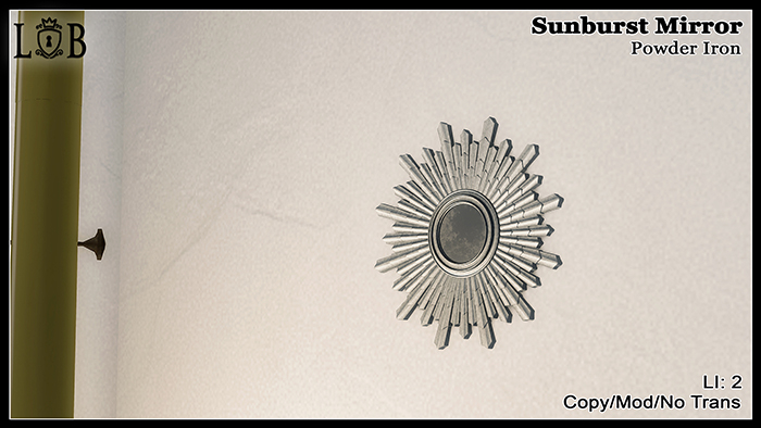 Second Life Marketplace - ~L:B~ Sunburst Mirror - Powder Iron