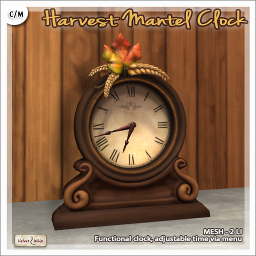 Second Life Marketplace - [V/W] Harvest Mantel Clock - Fall Themed ...