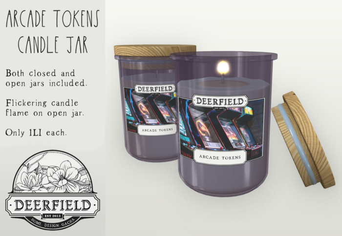 Second Life Marketplace - "Arcade Tokens" DEERFIELD Candle Jar
