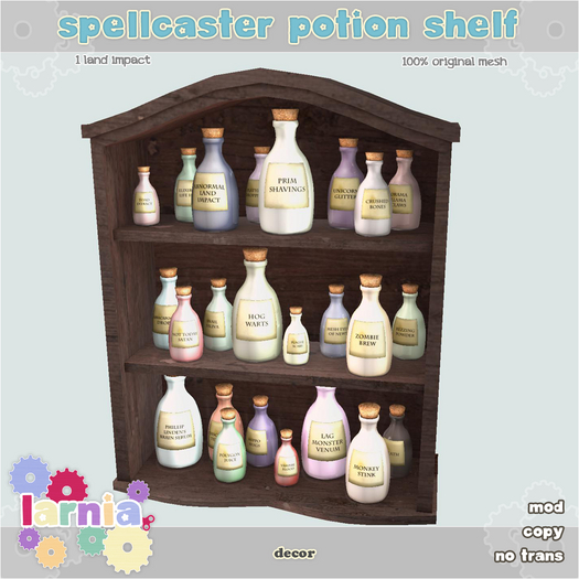 Second Life Marketplace - ~*larnia*~ spellcaster potion shelf (boxed)