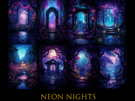 Second Life Marketplace - SATO - Neon Nights Blogger backdrop Textures