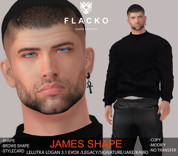 Second Life Marketplace - Flacko - Shape James Lelutka Logan 4.0 EvoX