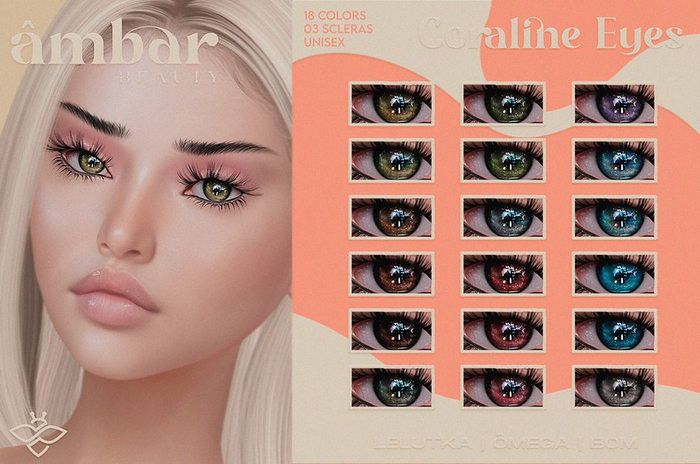 Second Life Marketplace - AMBAR BEAUTY - CORALINE EYES - {ADDME}