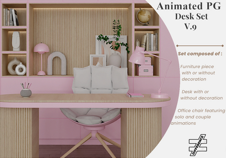 Second Life Marketplace - Desk Set V.9 PG pink and wood