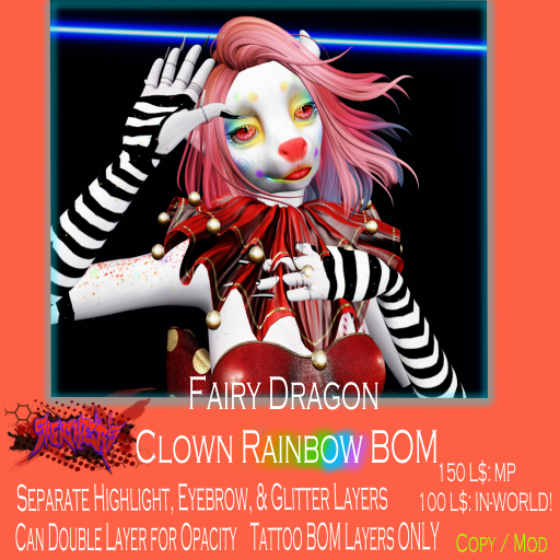 Second Life Marketplace - Snickers' Fairy dragon clown rainbow BOM