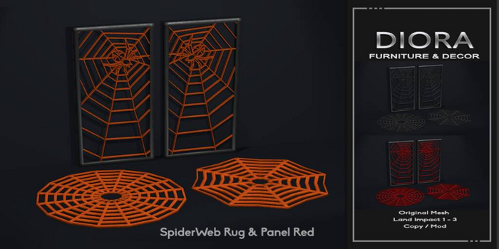 Second Life Marketplace - DIORA SpiderWeb Set Rug and Panel Fullpack