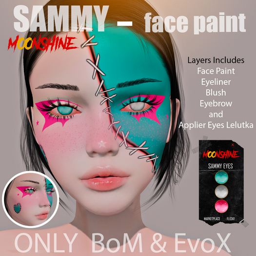 Second Life Marketplace - ::moonshine:: Sammy Face Paint (add)