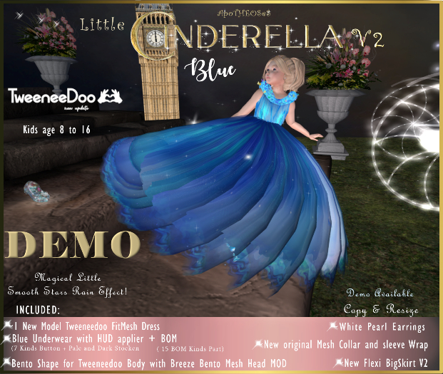 Second Life Marketplace - DEMO Little Cinderella Blue Gown V2 ...