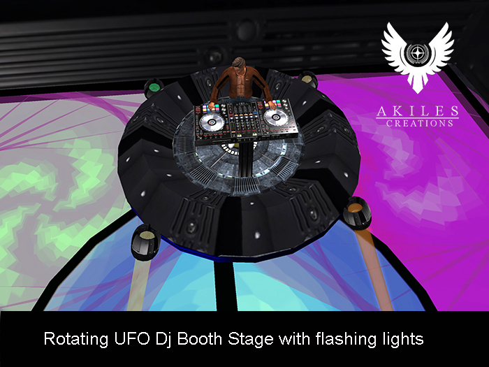 Second Life Marketplace - Rotating UFO Dj Booth Stage with flashing lights