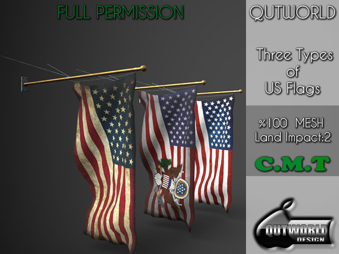 Second Life Marketplace - .::QUTWORLD Three Types of US Flags::.FP