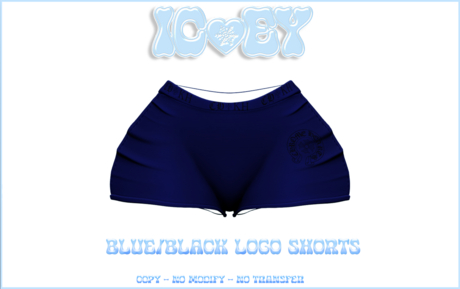 Second Life Marketplace - Icey-Chrome Hearts Blue/Black Logo Shorts