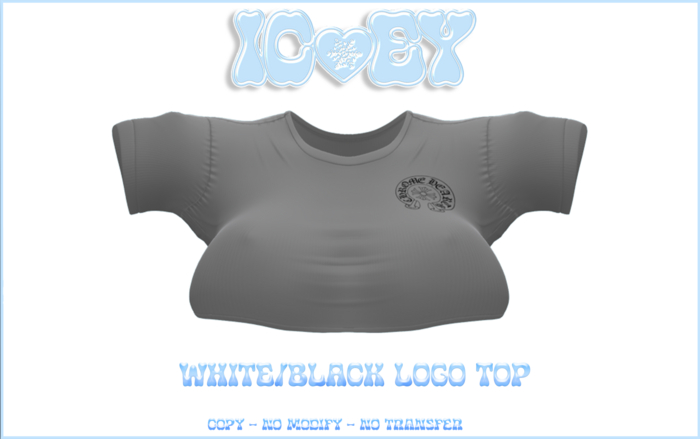 Second Life Marketplace - Icey-Chrome Hearts White/Black Logo Top