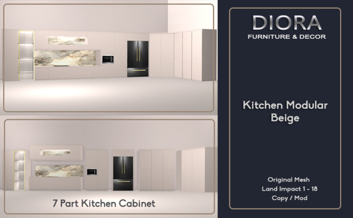Second Life Marketplace - DIORA Kitchen Modular Beige