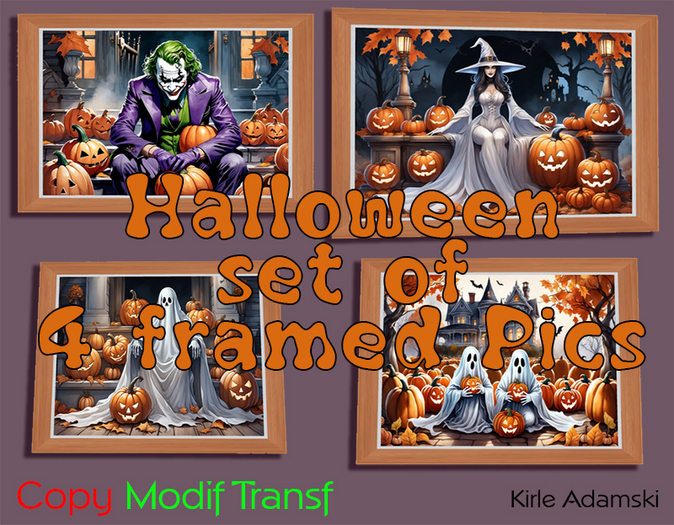 Second Life Marketplace - 4 halloween paintings Mesh framed by Kirle ...