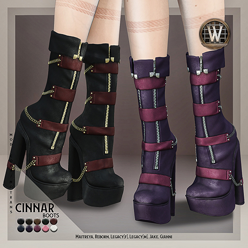 Second Life Marketplace - Wicca's Originals - Cinnar Boots (ADD)