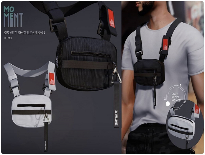 Second Life Marketplace - MOVEMENT - Sporty shoulder bag - BLACK WEAR ...