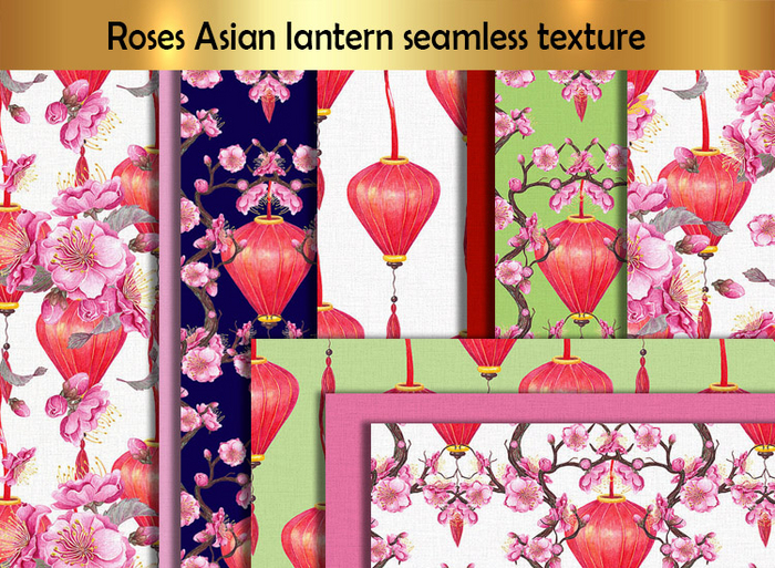 Second Life Marketplace - Roses Asian lantern seamless texture