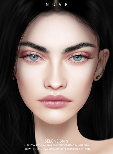 Second Life Marketplace - Nuve. Selene Velour skin DEMO - Lelutka Evo X