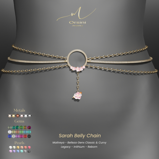 Second Life Marketplace - Orsini Jewelry Sarah Belly Chain Unpack