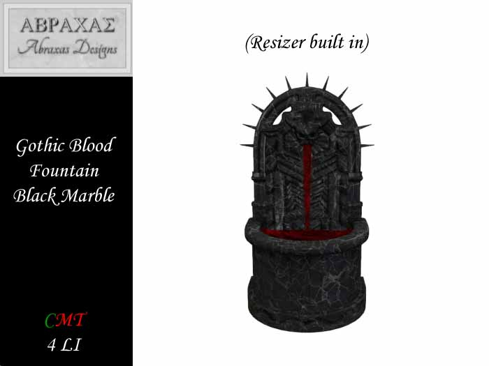 Second Life Marketplace - Gothic Blood Fountain - Black Marble
