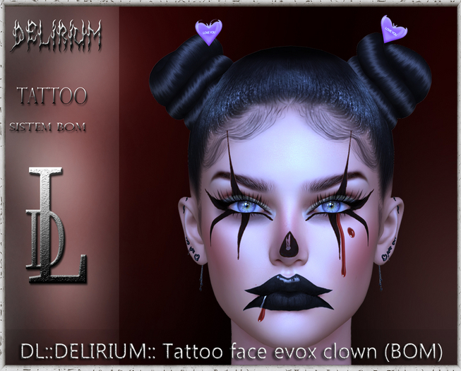 Second Life Marketplace - DL::DELIRIUM:: Tattoo face evox clown (BOM)