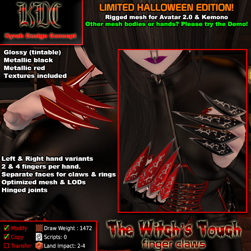 Second Life Marketplace - KDC The Witch's Touch - Halloween Special!