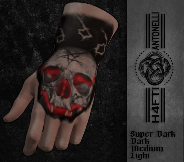 Second Life Marketplace - :: H4 // Hand Tattoo 666 Skull