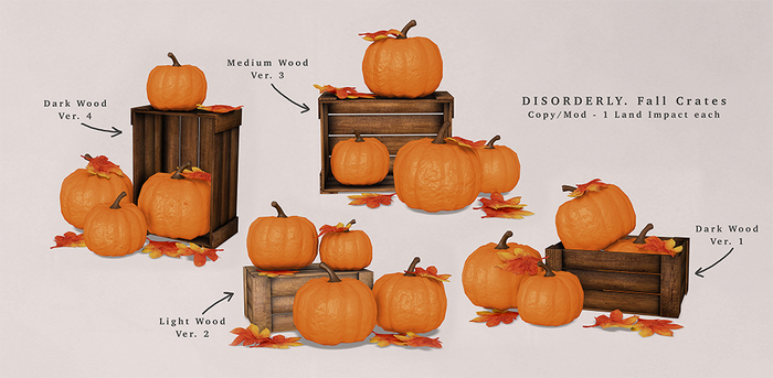 Second Life Marketplace - DISORDERLY. / Fall Crates / FATPACK