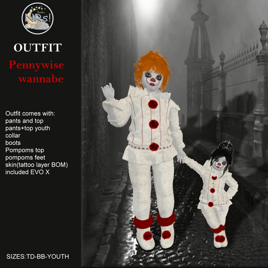 Second Life Marketplace - NRs!-Clown Pennywise wannabe-BB-TD-YOUTH