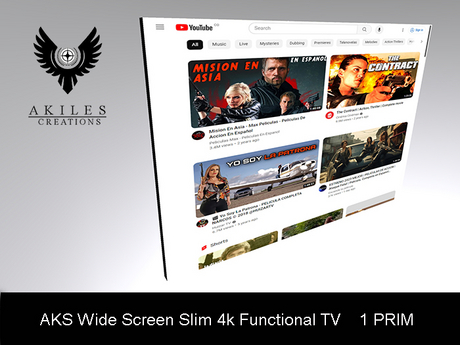 Second Life Marketplace - AKS Wide Screen Slim 4k Functional TV