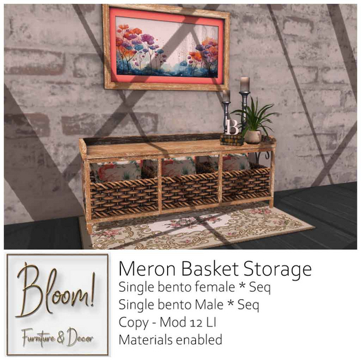 Second Life Marketplace - Bloom! - Meron Basket Storage (ADD)