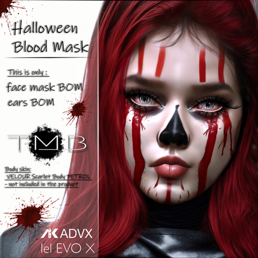 Second Life Marketplace - [T.M.B] Halloween Blood Mask BOM for LEL EVOX ...
