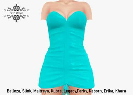 Second Life Marketplace - (49) *CC* Frieda Latex Dress Darkturquoise