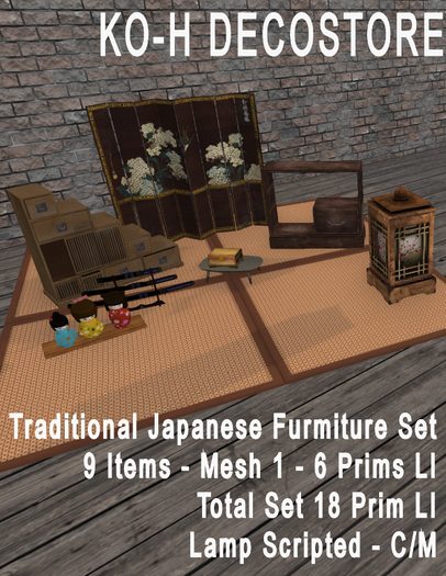 Second Life Marketplace - KO-H Traditional Japanese Furniture Set