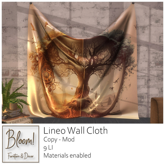 Second Life Marketplace - Bloom! - Lineo wall cloth (ADD)