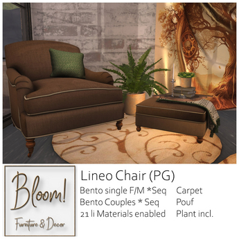 Second Life Marketplace - Lazy Sunday | Bloom! - Lineo Chair (PG) (ADD)