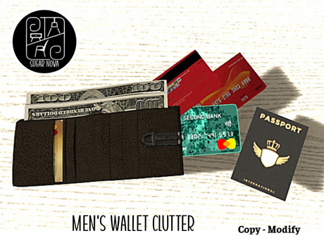 Second Life Marketplace - SN - Men's Wallet Clutter for Dresser