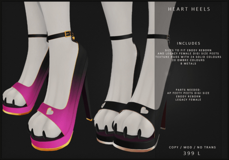 Second Life Marketplace - [MODZ] HEART HEELS - LEG/REB - ADD ME