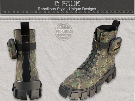 Second Life Marketplace - {D FCUK} Fashion Camo Combat Boots Male ...
