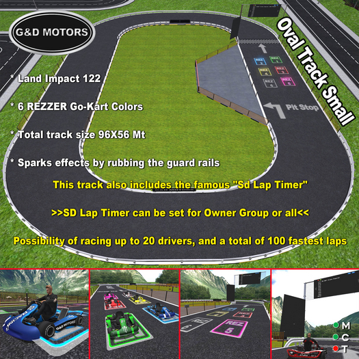 Second Life Marketplace - G&D MOTORS Game Oval Track Small + Go-Kart ...