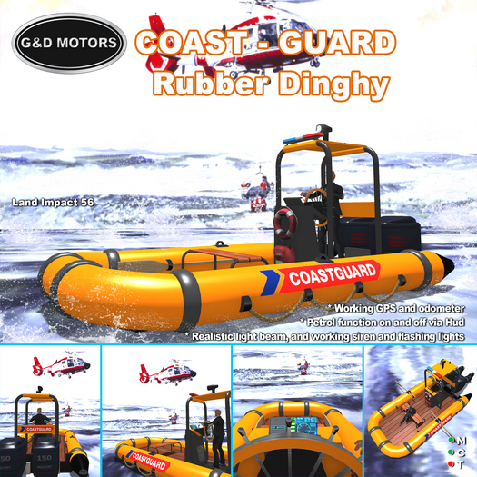 Second Life Marketplace - G&D MOTORS COAST GUARD Rubber Dinghy