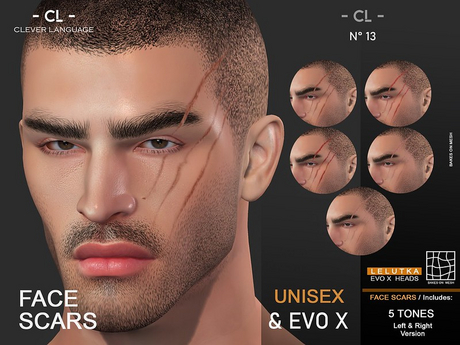 Second Life Marketplace - DEMO -[CL]- Face Scar #013 - (EVO x)