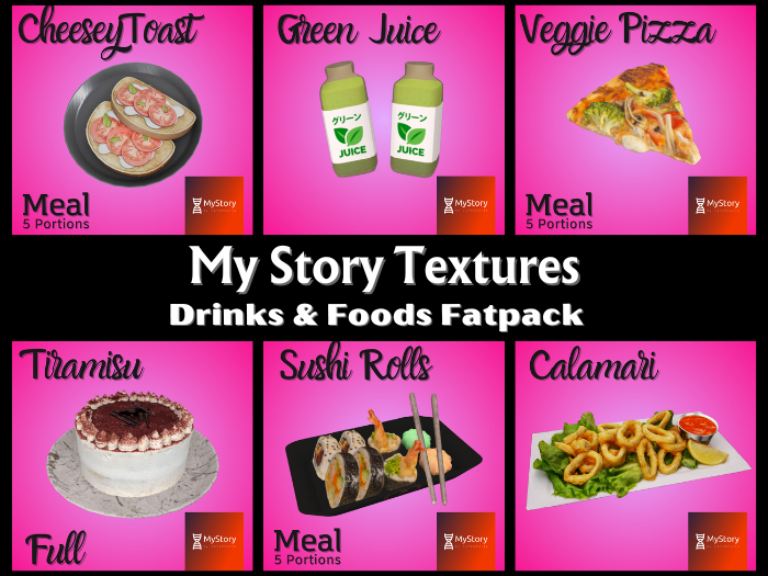 Second Life Marketplace - PURR Beauty - My Story Drink & Food Textures ...