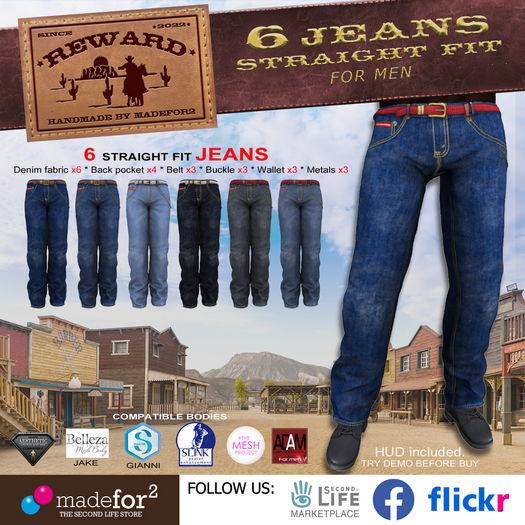Second Life Marketplace - Jeans Straight fit for men *** REWARD