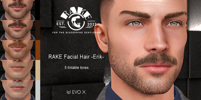 Second Life Marketplace - RAKE Facial Hair -Erik- Black (natural) EvoX