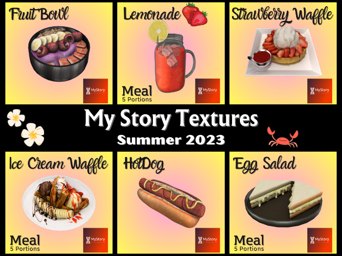 Second Life Marketplace - PURR Beauty - MyStory Food Textures Summer 2023